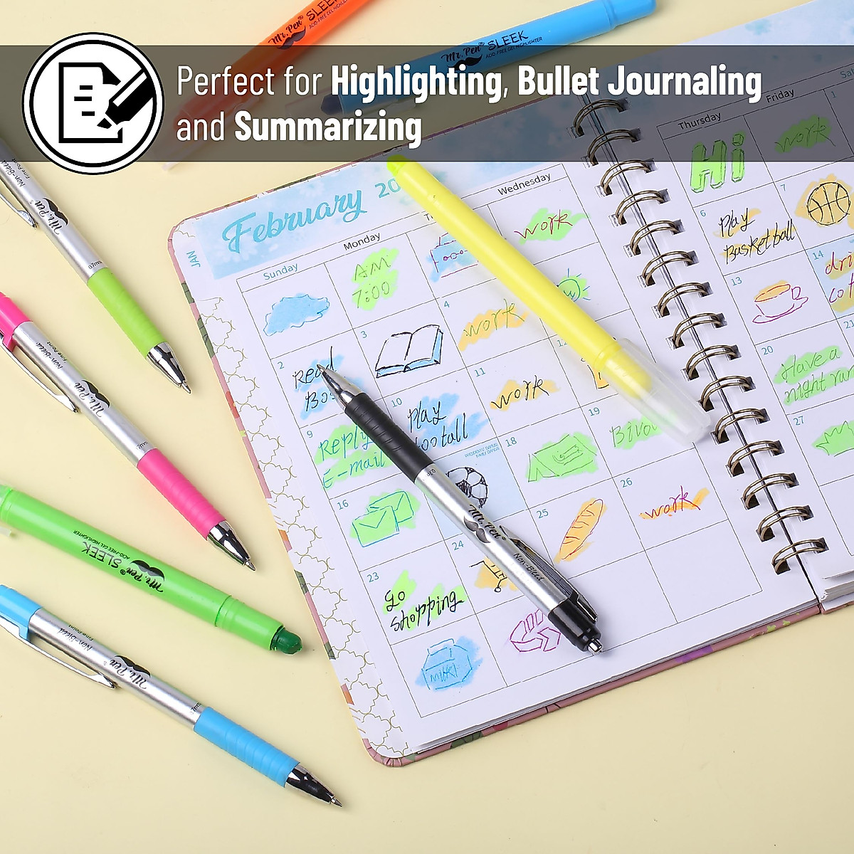 Mr. Pen- Bible Highlighters and Pens No Bleed, 8 Pack, Bible Journaling Kit, Bible Pens No Bleed Through, Gel Highlighters, Bible Markers No Bleed Through, Bible Study Kit, Christian Gifts