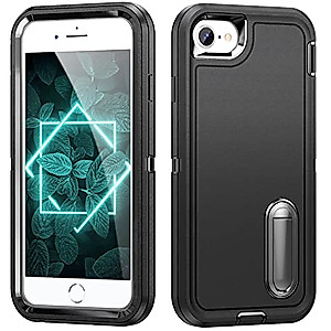 IDweel iPhone SE 2022 Case(3rd Gen),iPhone SE 2020 Case(2rd),iPhone 8/7/6S/6 Case with Stand,Heavy Duty Shockproof Anti-Scratch Protective Hard Case for iPhone SE 2/3nd,iPhone 6S/6/7/8,Black