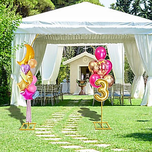 Metal Wedding Backdrop Stand | 6.8Ft & 8Ft Curved Top Wedding Arch Frame | Set of 2 Balloon Flower Backdrop Stands for Ceremony Birthday Baby Shower Anniversary Background Decoration