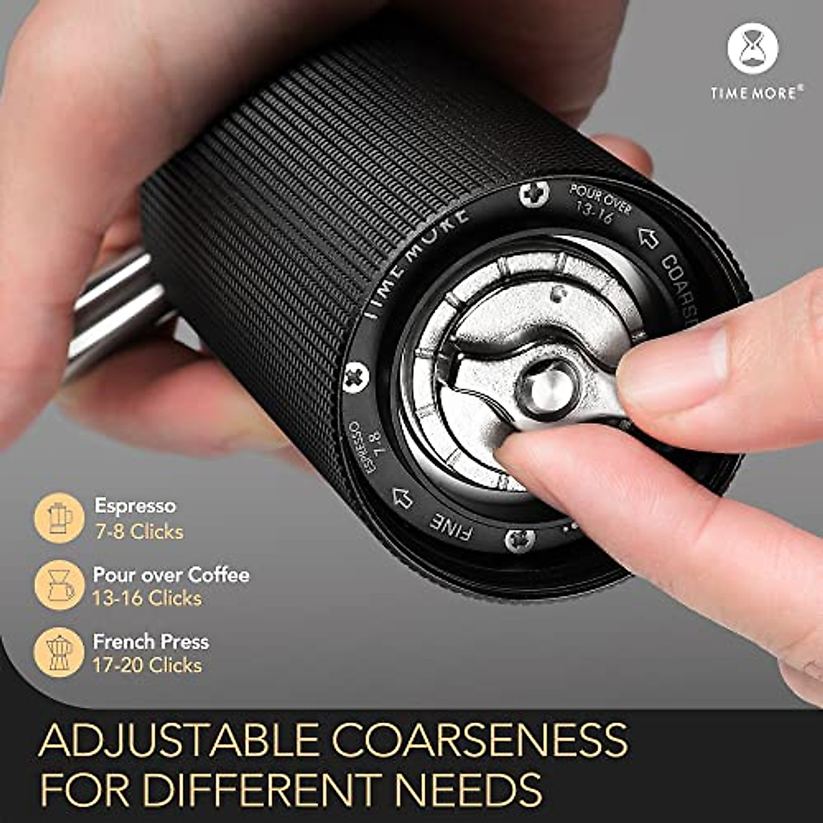 TIMEMORE Chestnut C3 PRO Manual Coffee Grinder, Stainless Steel Conical Burr Coffee Grinder, Hand Coffee Grinder with Foldable Handle and Adjustable Setting, for Espresso to French Press - Black