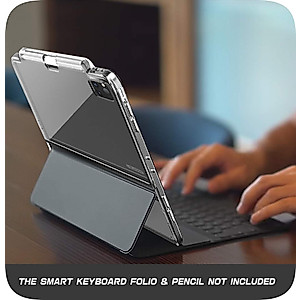 i-Blason Halo Series Case for New iPad Pro 11 Inch (2020/2018 Release), [ONLY for use with Smart Keyboard Folio; Compatible with Official Smart Folio] Clear Protective Case with Pencil Holder, Clear