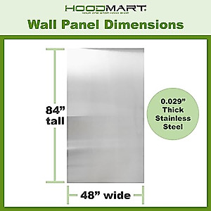 HOODMART 48” x 84” Metal Wall Panels, Set of 3 - High Quality Stainless Steel Sheet with Seams & End Caps, Back Splash Guard for Food Trucks, Restaurants, and Trailers
