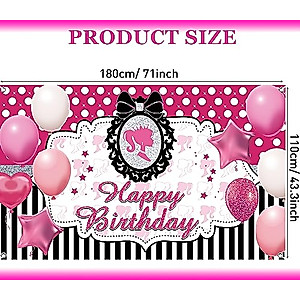 Pink Girl Birthday Party Backdrop Banner Princess Themed Backdrop Doll Head Photo Frame Glamour Girl Photography Background Pink Girls Birthday Party Decorations Photo Props Girl Party Favor