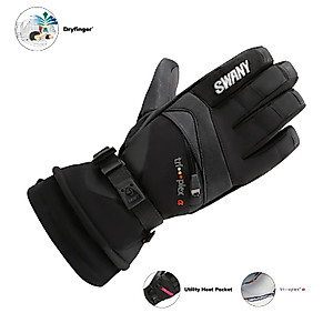Swany Women's X-Change Sports Moisture-Wicking Quick-Drying Warm Durable Flexible Leather Winter Gloves, Black, Medium