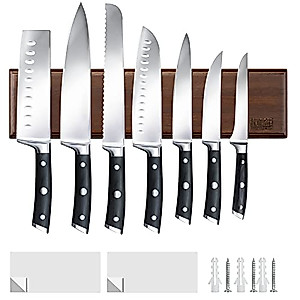 Magnetic Knife Holder for Wall 16 Inch, HOSHANHO Powerful Magnetic Knife Strip, Acacia Wood Magnet Knife Rack for Kitchen Knives & Tools