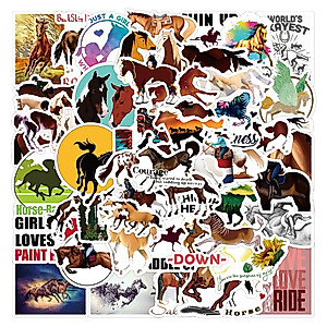 100pcs Horse Stickers, Cute Horse Riding Water Bottle Bulk Stickers for Kids, Vinyl Fall Stickers for Laptop, Horse Gifts for Girls Women Kids (Horse Stickers)