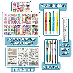 Mr. Pen- Bible Journaling Kit with Bible Highlighters and Pens No Bleed, Bible Tabs, Bible Stencils, Bible Ruler, Bible Markers No Bleed, Bible Journaling Supplies, Bible Study Kit, Christian Gifts