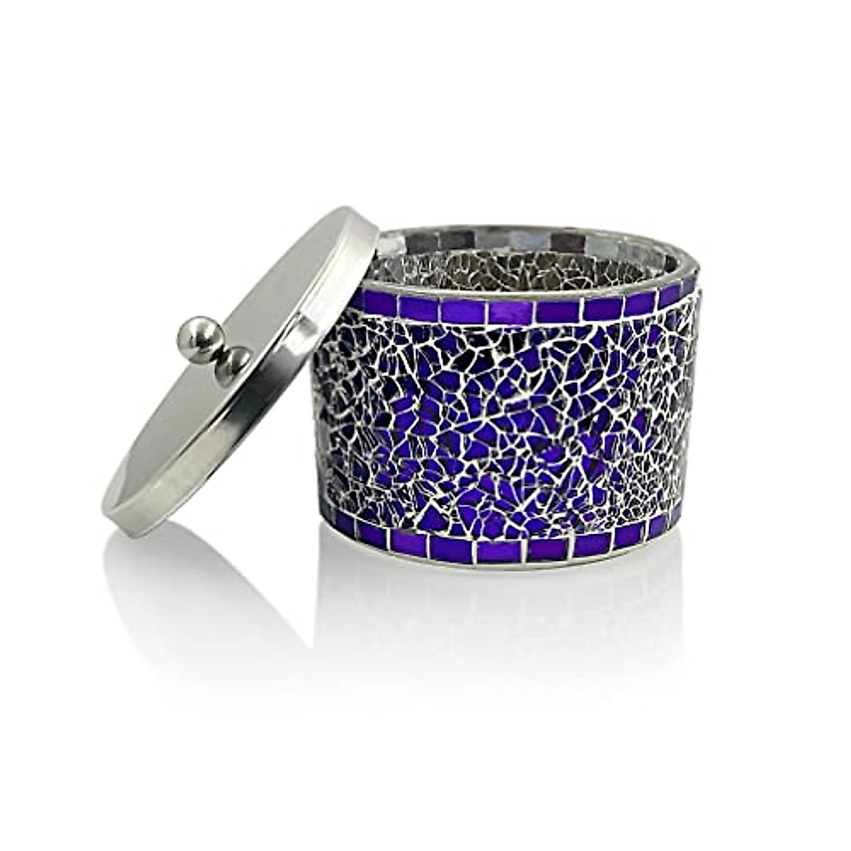 LushAccents Bathroom Accessories Set, 5-Piece Decorative Glass Bathroom Accessories Set, Soap Dispenser, Soap Tray, Vanity Tray, Jar, Toothbrush Holder, Elegant Lavender Mosaic Glass