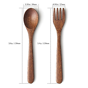 YFWOOD 4-Pieces Natural Wooden Kids Utensils Set, Child Forks and Spoons, Toddler Safe Flatware Hand polishing Anti-slip Portable and ultra light