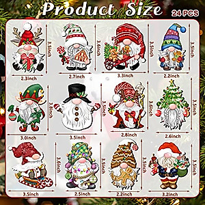 JOPHMO 24 Pieces Christmas Gnome Wooden Ornaments Wood Hanging Decorations for Christmas Tree Santa Clause Elf Hanging Wood Crafts Holiday Decor Xmas Party Supplies (Xmas-Gnomes-B)