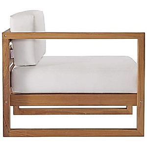 Modway EEI-4254-NAT-WHI-SET Upland Patio Teak Wood 3-Piece Sectional Sofa Set, Natural White