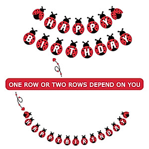 Ladybug Birthday Banner, Cute Ladybird Bday Bunting Sign, Insect Theme Baby Shower Decorations