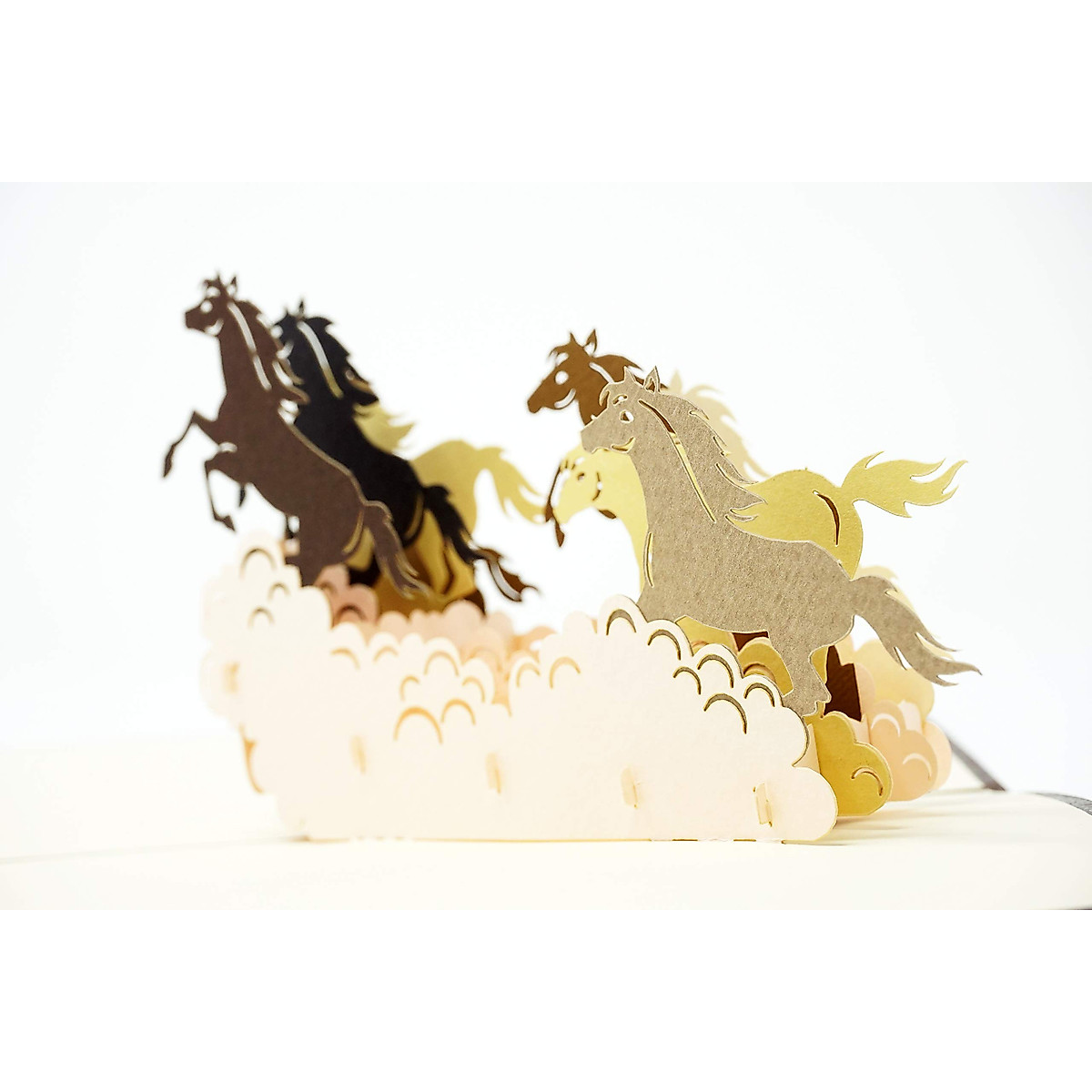 Wild Galloping Horses - 3D Pop Up Greeting Card For All Occasions - Love, Birthday, Graduation, Congrats, Goodluck, Retirement, Sympathy - Message Note for Personalized - Thick Envelope, Fold Flat