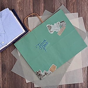 Green Gift Bags - 16x6x12 Inch 50 Pack Large Kraft Paper Gift Wrap Bags with Handles, Craft Totes for Small Business, Boutiques & Retail, Shopping, Gift Wrapping, Birthdays, Parties, Events, in Bulk