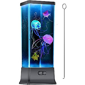 COLORLIFE Electric Jellyfish Tank Table Lamp with Color Changing Light Gift for Kids Men Women Home Deco for Room Mood Light for Relax(Black)