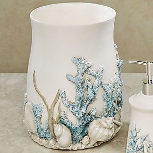 Touch of Class Coral Treasures Coastal Wastebasket Waste Basket