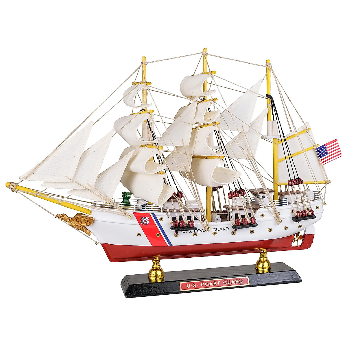 SAILINGSTORY Wooden Model Ship US Coast Guard Eagle Barque Ship Model Sailboat Decor USCG 1936 Replica Small