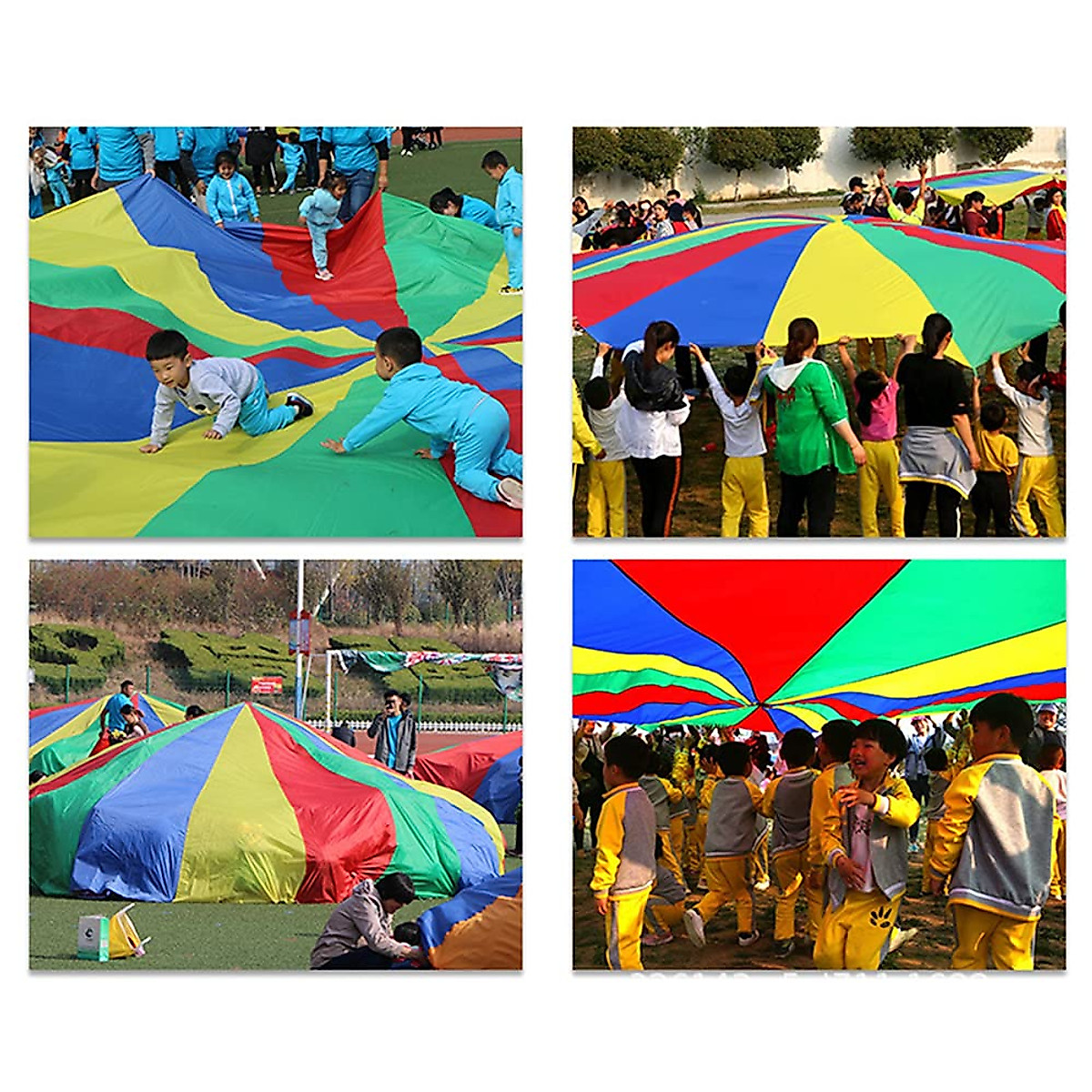 AMYESE 6.5ft Rainbow Parachute for Outdoor Party Games, Kids Play Parachute Group Cooperative Team Game Toys, Family Get-Together Entertainment