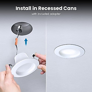 Feit Electric 4 inch LED Recessed Lighting Retrofit Downlight - Pre-Mounted Trim - Standard Base Adapter - 3000K Bright White - Dimmable- 75W Equivalent - High Output - 1 Pack - LEDR4HO/930CA