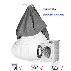 Stuffed Animal Storage Bean Bag Cover (No Filler) Extra Soft Beanbag Seat Chair Covers-Cotton Linen Memory Foam Beanbag Replacement Cover for Adults Kids Without Filling