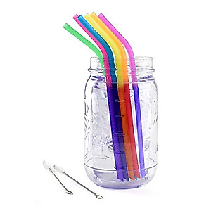 Norpro Silicone Color Changing Straws with 2 Cleaning Brushes, Set of 6