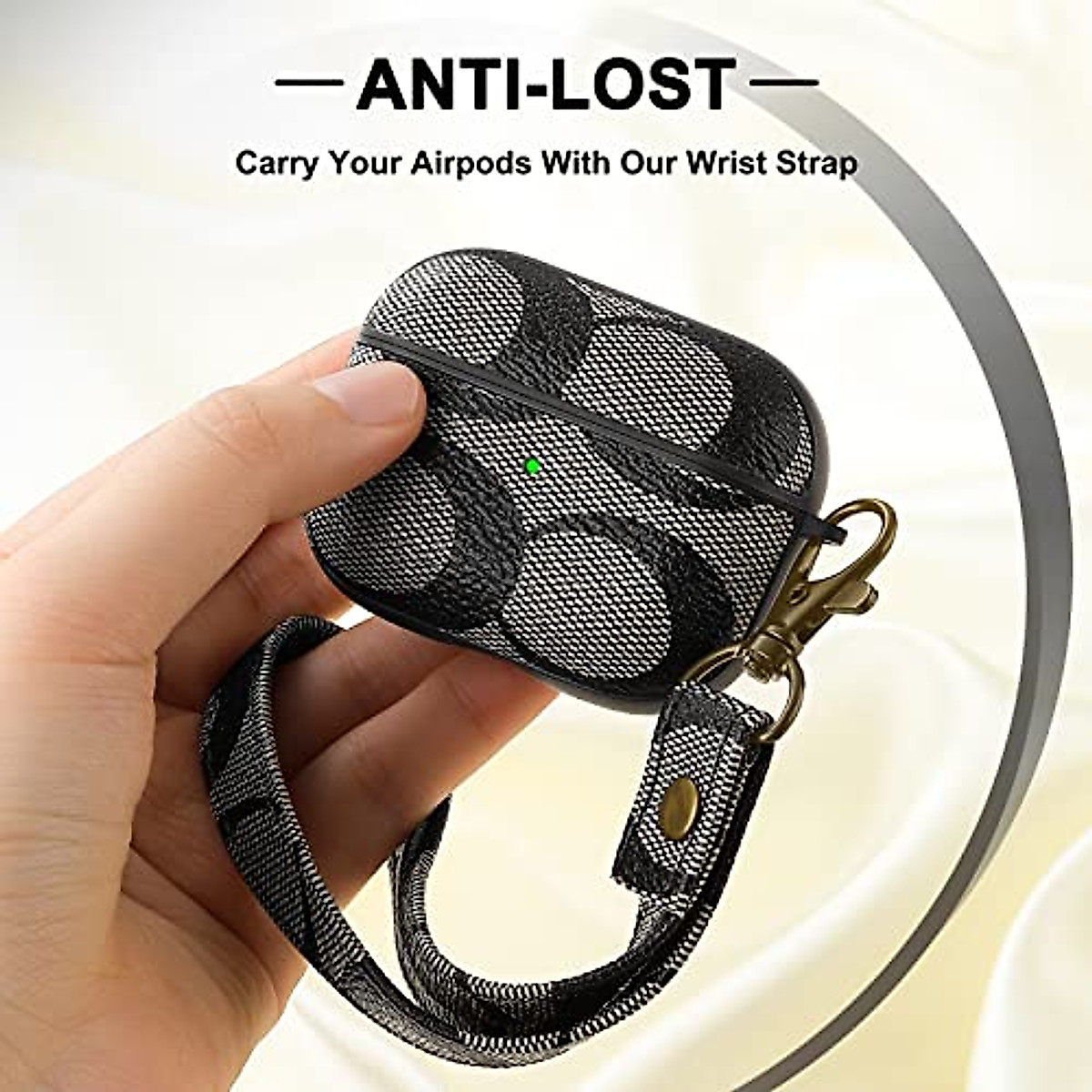 CULIPPA AirPods Pro 2 Case Cover 2022, Full-Body Hard Shell Luxury Leather Scratch Resistant Drop Proof Protective Cover for Women Girl Earphones Charging Case - Black