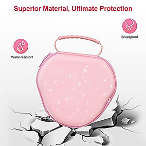 BOVKE Hard Carrying Case with Sleep Mode for Apple AirPods Max Wireless Over-Ear Headphones, AirPods Max Protective Portable Storage Bag with Mesh Pocket for Headphone Accessories, Pink