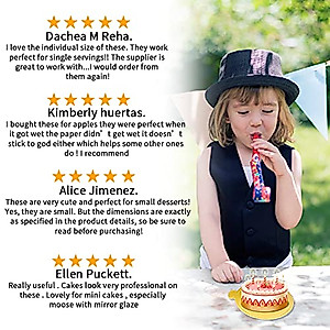 Abnaok Mini Cake Boards Golden Cardboard Mousse Cake Base 100PCS Cake Paper Board Dissert Plates Circle Patries Cardboard Cupcake Base Display Dessert Board Grease (Round Cake Base)