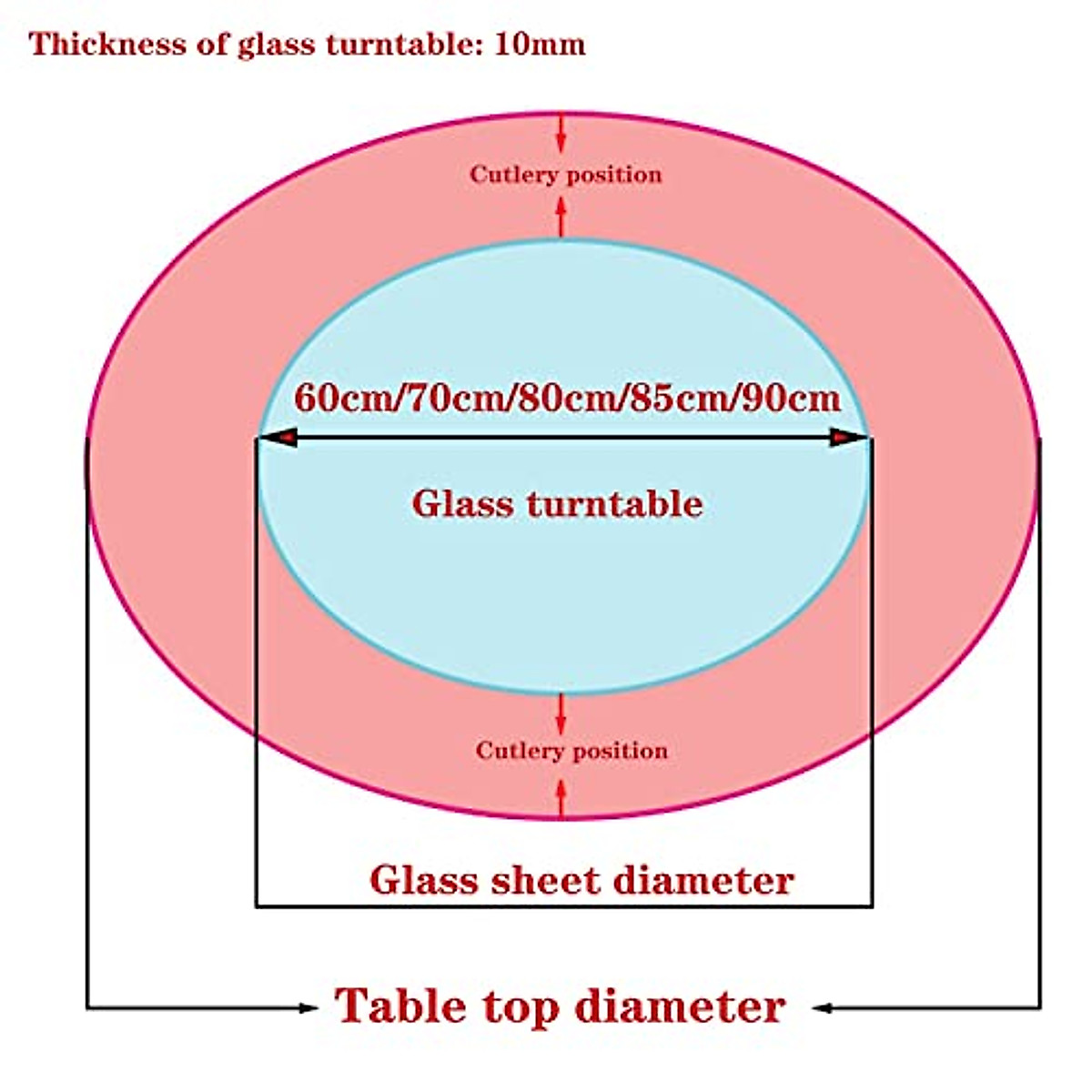 Round Turntable Rotating Dining Table Tempered Glass Table Top Lazy Susan Transparent Serving Plate Serving Tray, Dining Table Turntable Explosion-proof, Brown 70cm Aluminium Alloy Swivel Turntable (