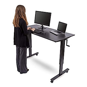 Stand Steady Tranzendesk 55 Inch Standing Desk | Height Adjustable Sit to Stand Workstation with Removable Crank Handle | Ergonomic Desk Great for Home & Office! (55.6"/ Black)