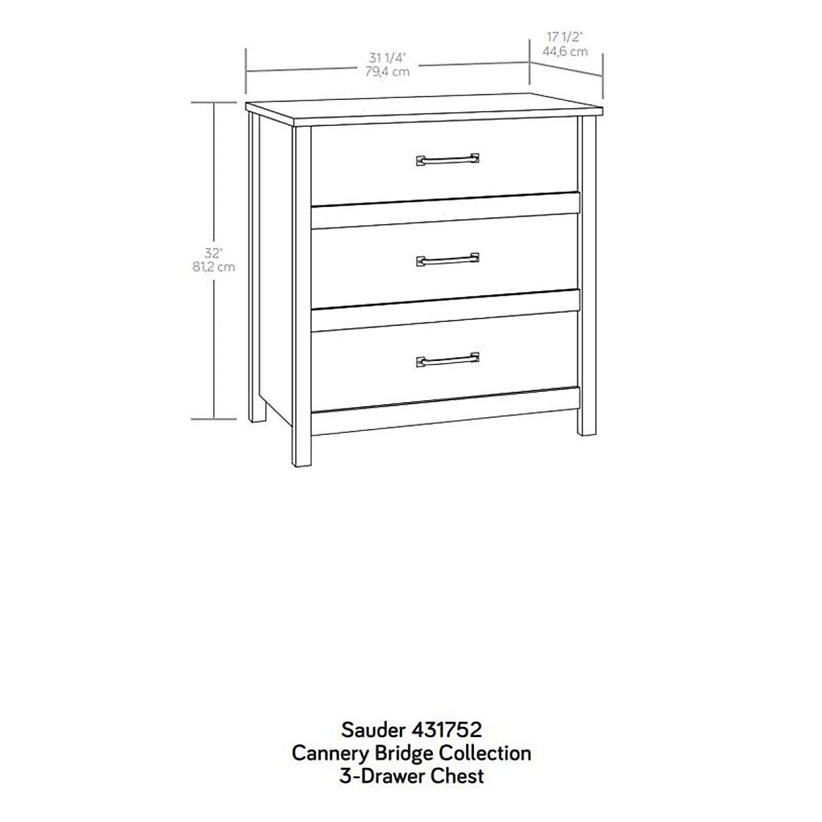 Sauder Cannery Bridge 3-Drawer Bedroom Chest in Sindoori Mango, Sindoori Mango Finish