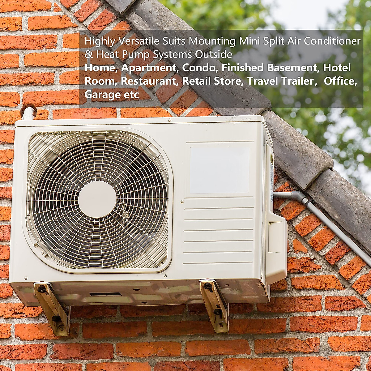 WeCooper Outdoor Split Air Conditioner Mount Bracket for 7000-18000BTU, Heavy-Duty Foldable Wall Mounting AC Bracket for Universal Ductless Mini Split Condensers Support up to 400LB