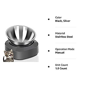 AYADA Raised Cat Food Bowl, Stainless Steel Cat Dish for Food Water Anti Vomiting Elevated with Stand Ergonomic Lifted Slanted Tilted 15 Angle Metal Single Kitty Kitten Wet Food Bowl Pet Bowl (Single)