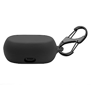 LiZHi Silicone Case for Jabra Elite 7 Pro,Anti-Break Anti-Lost & Shockproof Easy Carrying Unique Dual Hole Portable Protective Case Cover with Carabiner for 2021 Newest Jabra Elite 7 Pro (Black)