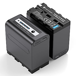 FirstPower 2 Pack NP-F970 Battery with Type-C Port for Sony NP-F970 F960 F950 F930 F750 F550 and Sony Camcorder Video Light Monitor, Upgraded NP-F970 Battery Support PD 20W Bidirectional Fast Charging