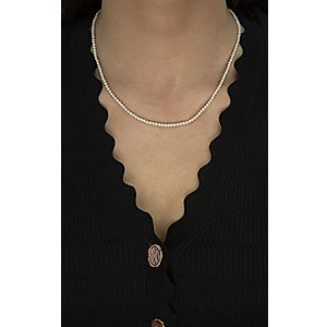 .925 Sterling Silver AAAA White Freshwater Cultured Pearl Silk-Knotted 18" Princess-Length Strand Necklace - Choice of Pearl Size (3.0-3.5mm)