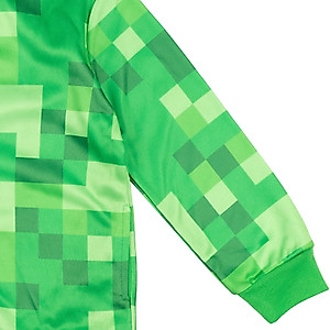 Minecraft Creeper Little Boys Fleece Zip Up Hoodie with Mesh Cosplay Hood Mask Green 4
