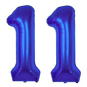 Large Hot Blue 11 Balloons Number - 40 Inch | Blue Number 11 for Birthday Balloon for 11th Birthday Decorations for Girls Daughter | 11 Number Balloon for 11 Old Birthday Gift Decors Anniversary
