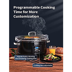 KOOC 8.5-Quart Programmable Slow Cooker, Larger than 8 Quart, More Practical than 10 Quart, with Digital Countdown Timer, Free Liners Included for Easy Clean-up, Upgraded Ceramic pot, Adjustable Temp, Nutrient Loss Reduction, Black, Oval…