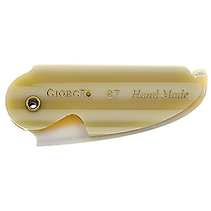 Giorgio G87IVY 2.5 Inch Men's Folding Pocket Comb Ivory - For Hair, Beard Grooming and Styling - Flexible Cellulose, Saw-cut & Hand Polished + 6 Inch Beard Brush