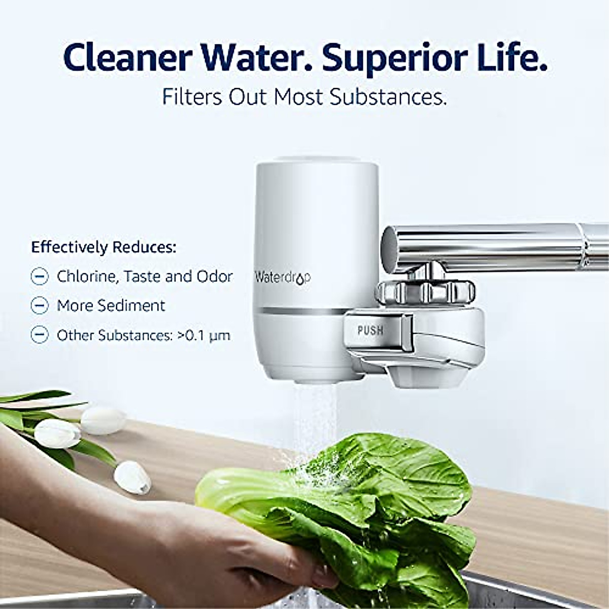 Waterdrop Ultra Filtration Faucet System Replacement Water Filters for Skin Care, Fits WD-FC-02, WD-FC-01, WD-FC-06, WD-FC-03, Last Up to 9 Months, Pack of 3