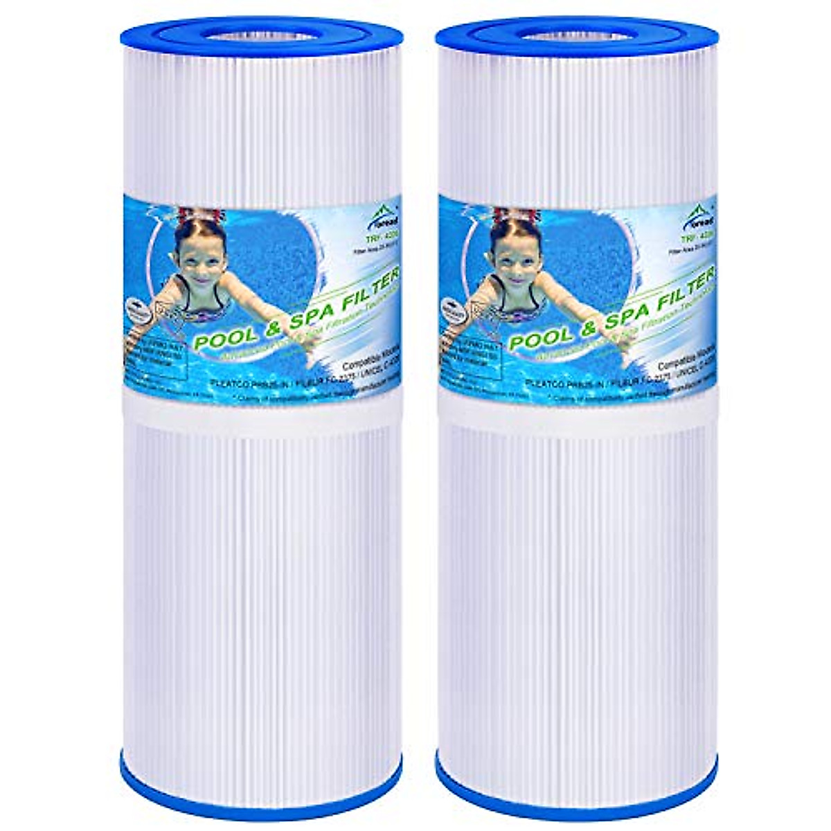 TOREAD Spa Replacement Filter for Pleatco PRB25-IN, Unicel C-4326, Filbur FC-2375, FC-2370, R173429, 3005845, 17-2327, 100586, 33521, 25392, 817-2500, Guardian 413-106, 5X13 Drop in Spa Filter, 2 Pack