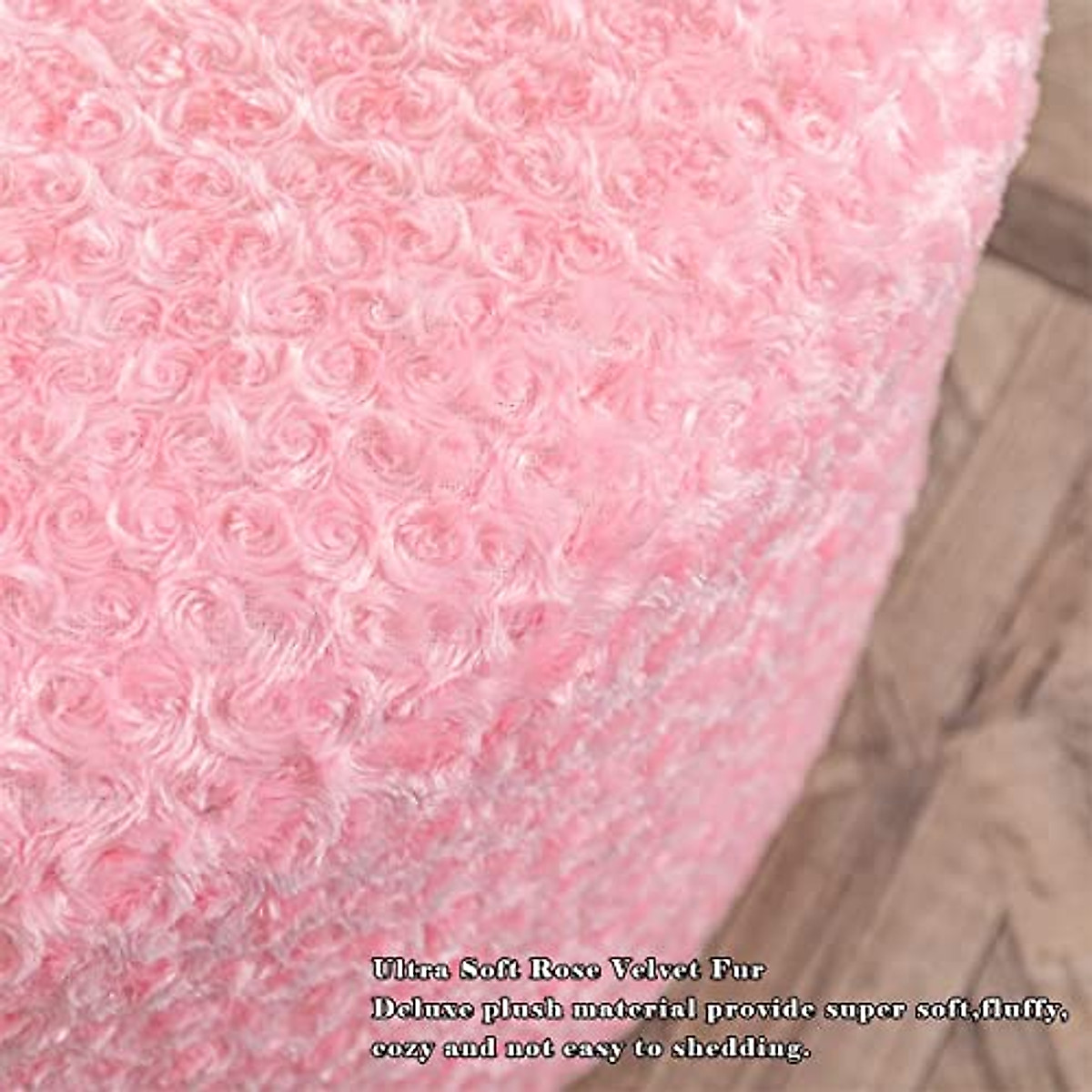 Storage Bean Bag Chair Cover (No Filler) Zipper Bean Bag Chair Cover Living Room Furniture 31x20 Inch Soft Washable Plush Fiber Adult Beanbag Chair Fuzzy Fur Cover No Filling (Pink)