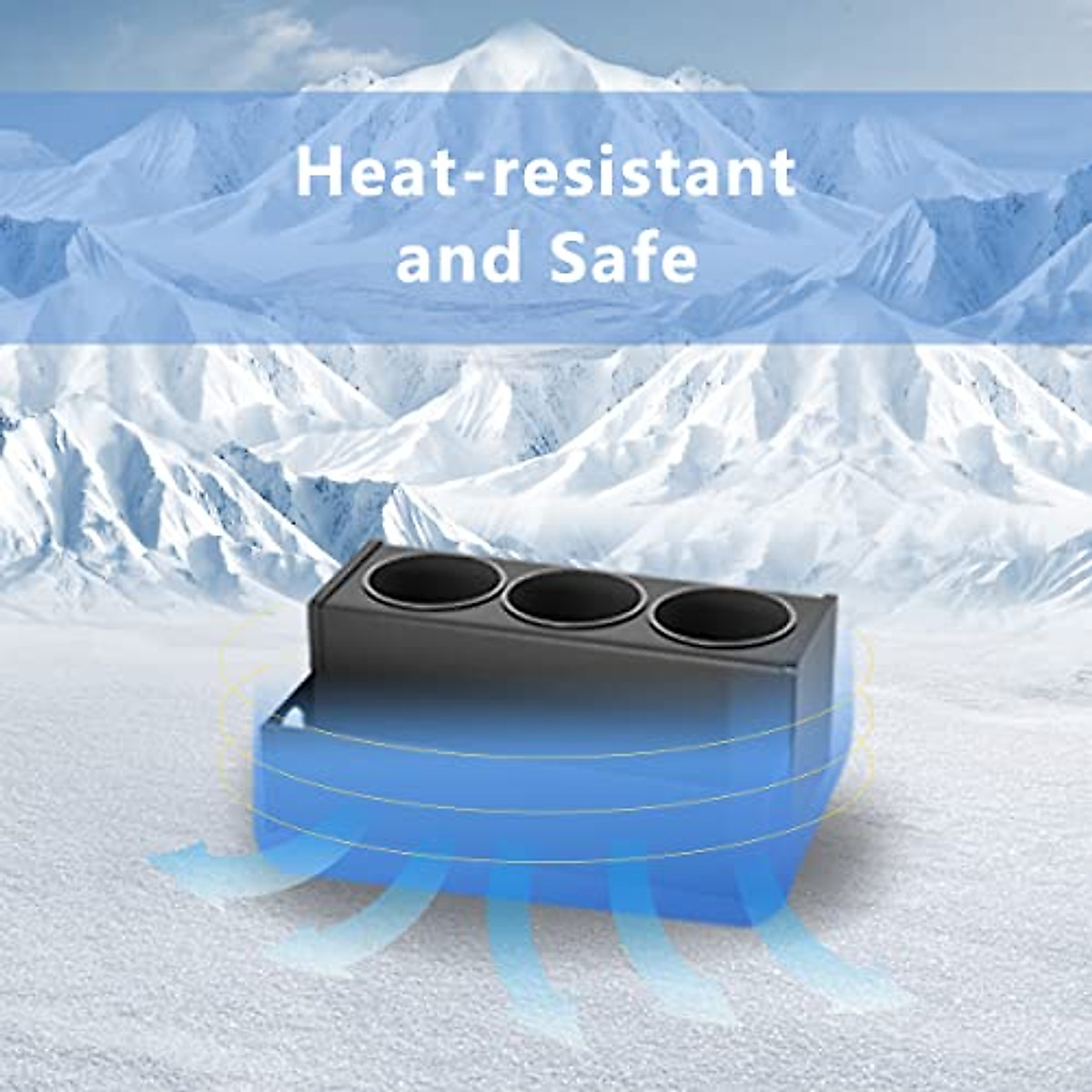 Vergissm Bathroom Hair Tool Organizer, 100% Metal Hot Tool Holder Black Hair Dryer and Styling Holder with 3 Fixed Cooling Cups Blow Dryer Holder Bathroom Countertop Organizer