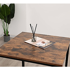 RokiaTek Bar Table Pub Dining Height Table Small Kitchen Table 23.6”L x 23.6”W x 36.4”H Industrial for Living Room Study, Steel Frame and MDF Table Top, Rustic Brown and Black