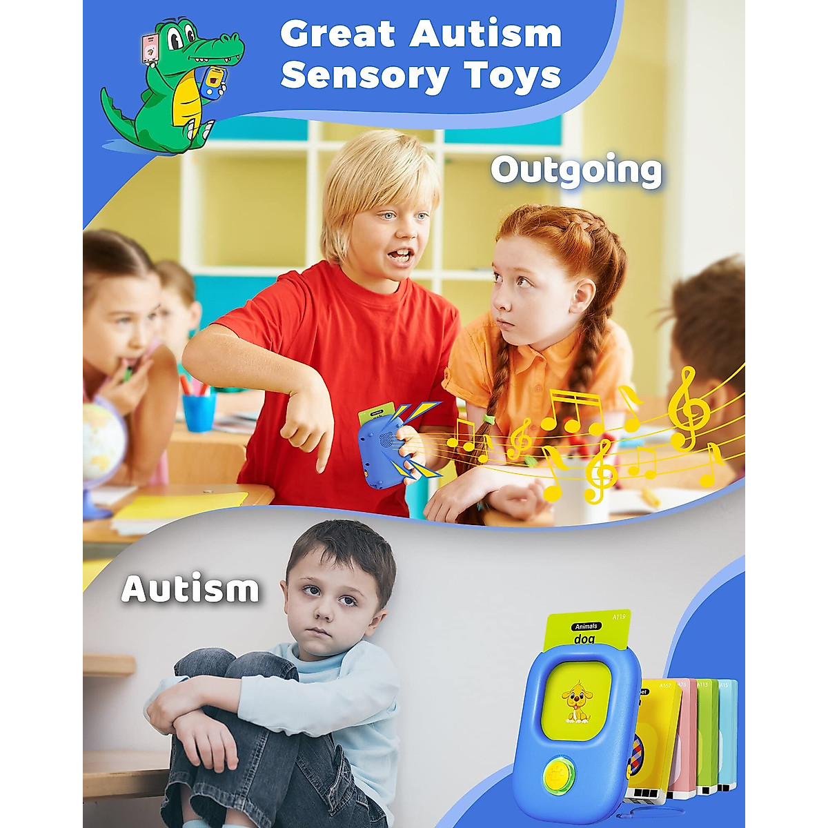 KOKODI Toddler Toys - Talking Flash Cards for Boys 2 3 4 5 Year Old Birthday Gifts, Autism Speech Therapy Toys for Autistic Children, Learning Toys with 224 Sight Words for Kids, Montessori Toys