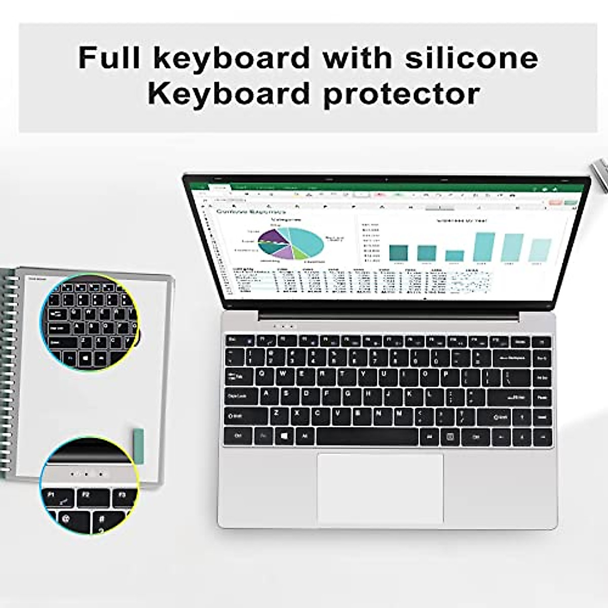 Ruzava 14" Laptop 6GB RAM 64GB Storage Support 1TB SSD Expansion Traditional Laptops Win 10 2.4G+5G WiFi Bluetooth 4.2 USB HDMI 1920x1080 FHD WOZIFAN with Wireless Mouse for Work Study -Silver