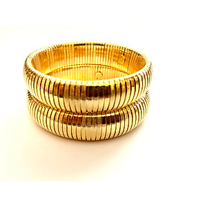 Marshal Metal Fashion Bracelet Omega 18k Gold Plated Brass Stretch Cobra Bracelet (14mm))