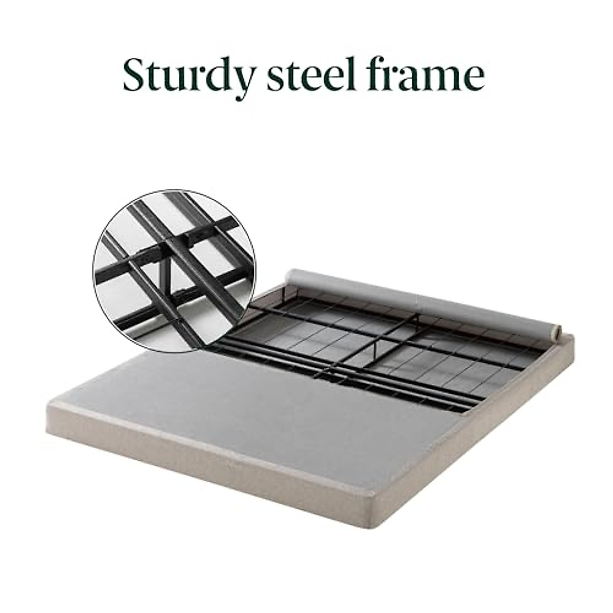 ZINUS No Assembly Metal Box Spring, 5 Inch White Mattress Foundation, Sturdy Metal Structure, Full