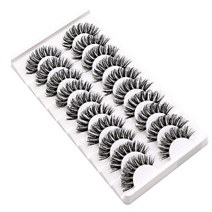 Veleasha Russian Strip Lashes with Clear Band Looks Like Eyelash Extensions D Curl Lash Strips 10 Pairs Pack (DT01)